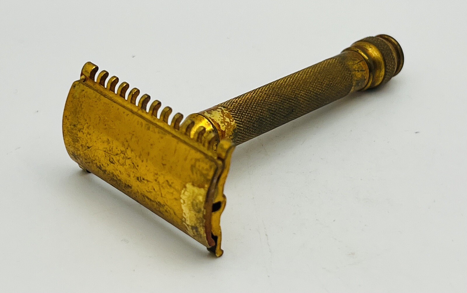 Vintage Gillette Brass Tone Safety Razor - Pat. #'s | eBay