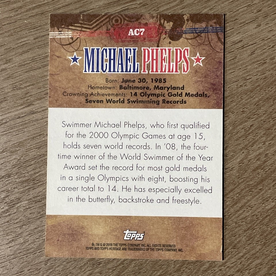 Michael Phelps 2009 Topps Heritage Card # AC7. American Celebrity ...