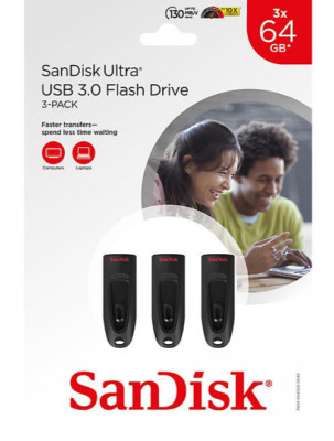 ☆NEW☆ Three (3) SanDisk 64GB Ultra USB 3.O FLASH DRIVES 3PK DRIVE FREE ...