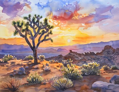 Joshua Tree National Park Sunset CA Mojave Desert Giclée Art Print 8 ...