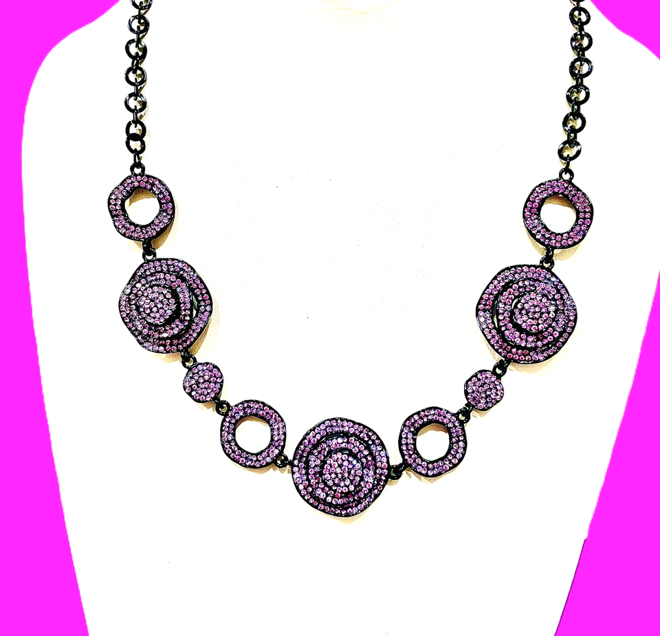 OFF PARK COLLECTION LILAC PURPLE CRYSTAL NECKLACE ON BLACK METAL | eBay