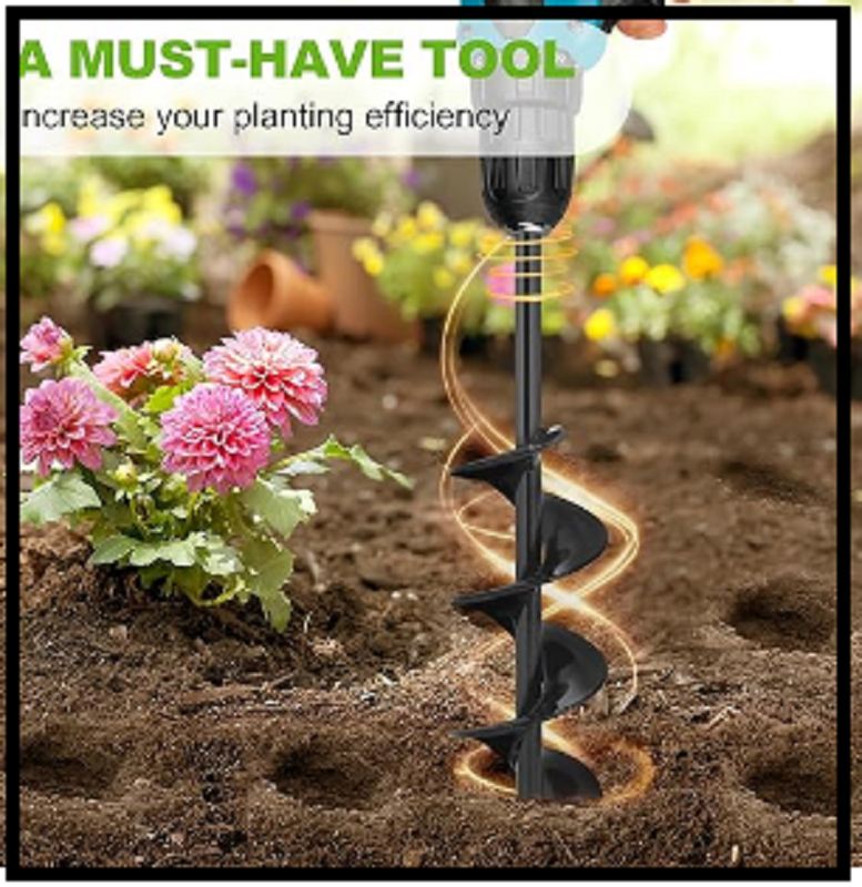 4 x 12 Inch Auger Drill Bit for Planting, Garden Auger Spiral Drill Bit ...
