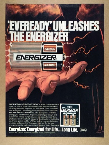 1980 Eveready ENERGIZER Batteries vintage print Ad | eBay
