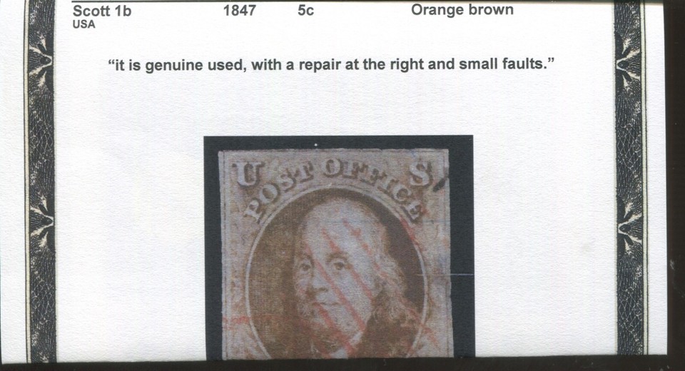 1847 United States 5¢ Benjamin Franklin Postage Stamp #1b Used ...