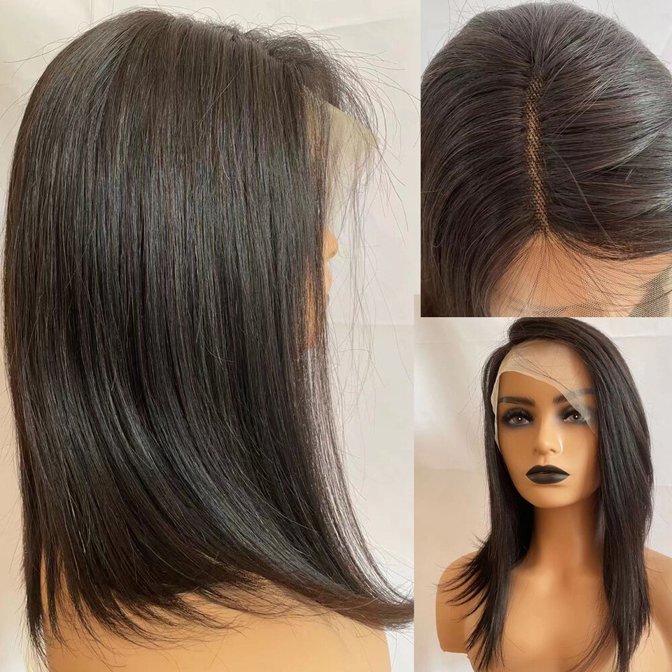 16inch side part T lace Bob Style Wig Brazilian Straight Hair Wig Human ...