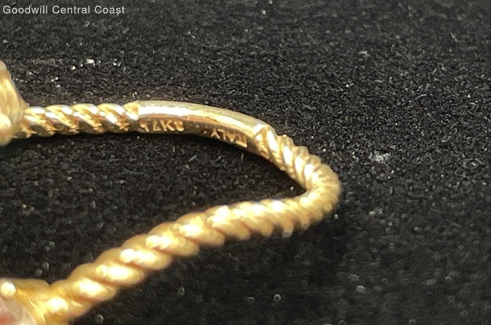 14K Gold Rope Design Ring W/ Crystals Sz. 7 | eBay
