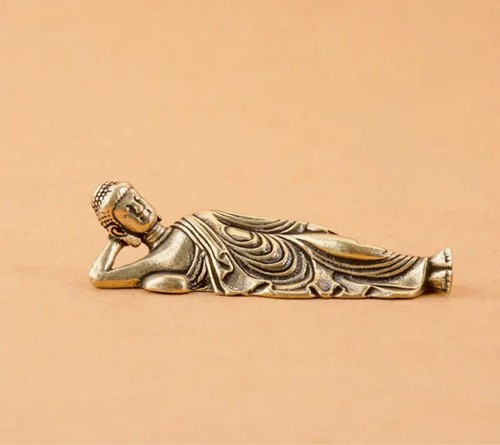 Brass Reclining Buddha Statue Miniature Gold Decor 1.2cm x 4.2cm Used ...