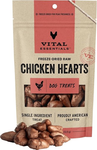 Vital Essentials Chicken Hearts Dog 1.9 Ounce (Pack of 1), New ...