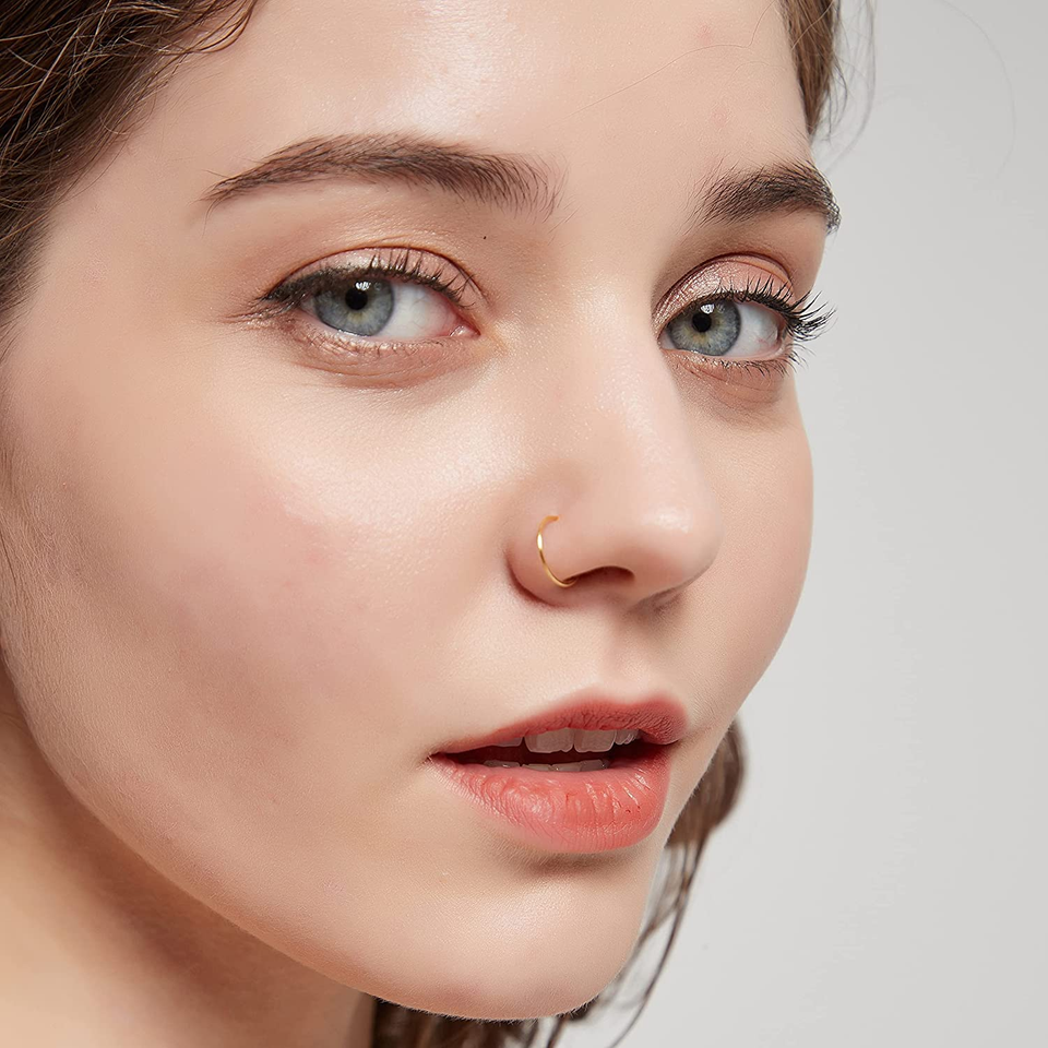 12Mm Nose Ring Hoop in 14K Gold Filled, 20G, Gold Conch Hoop Earring ...