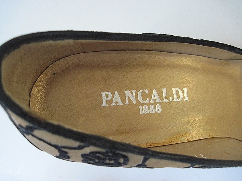 Authentic Pancaldi Made Italy Womens Brown Black Silk Dress Pumps Size ...