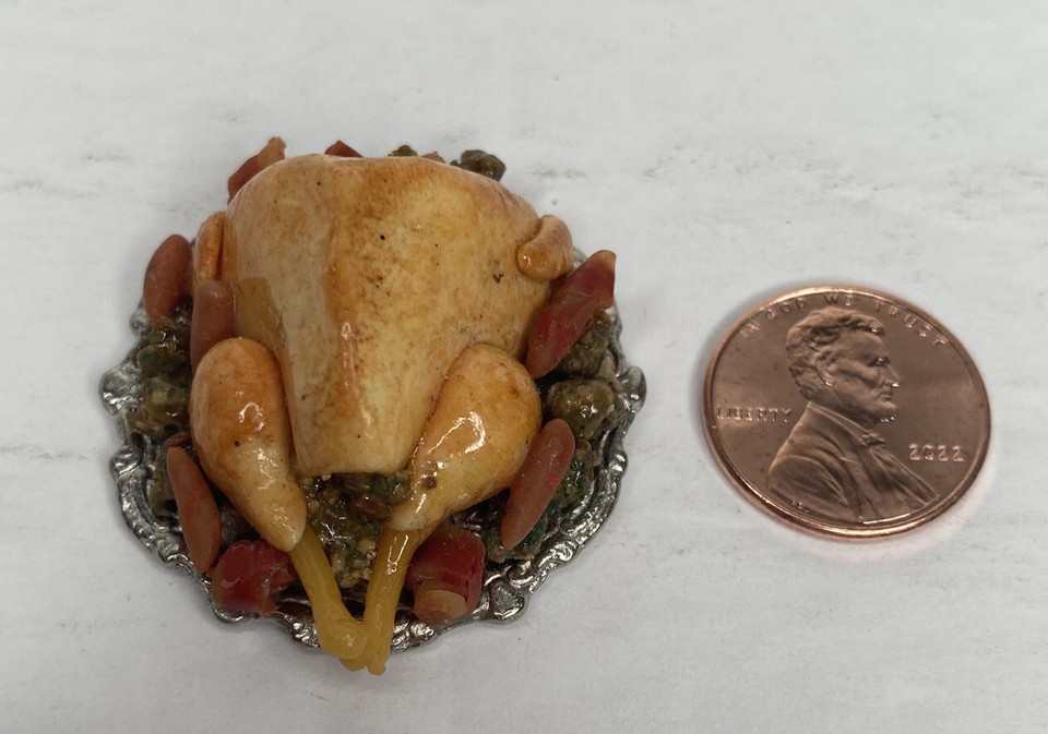 Dollhouse Miniature Turkey & Trimmings on Platter Artisan VINTAGE | eBay