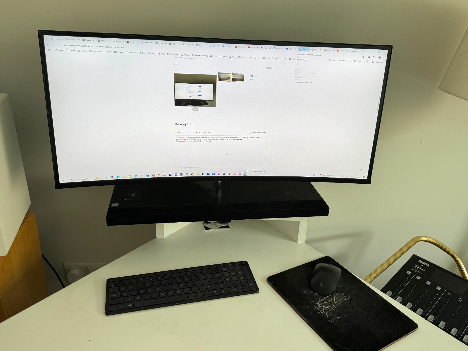 HP Envy PC i7 7700T NVIDIA GTX 950 8GB RAM 1.1TB HDD 4K 34" Curve ...