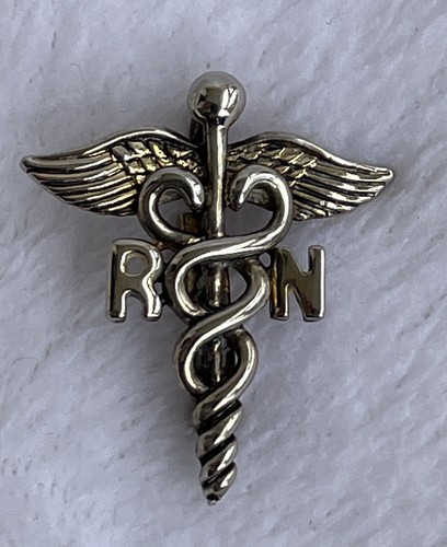 Hospital Medical Silver Badge Pin Caduceus RN Registered Nurse Designed ...