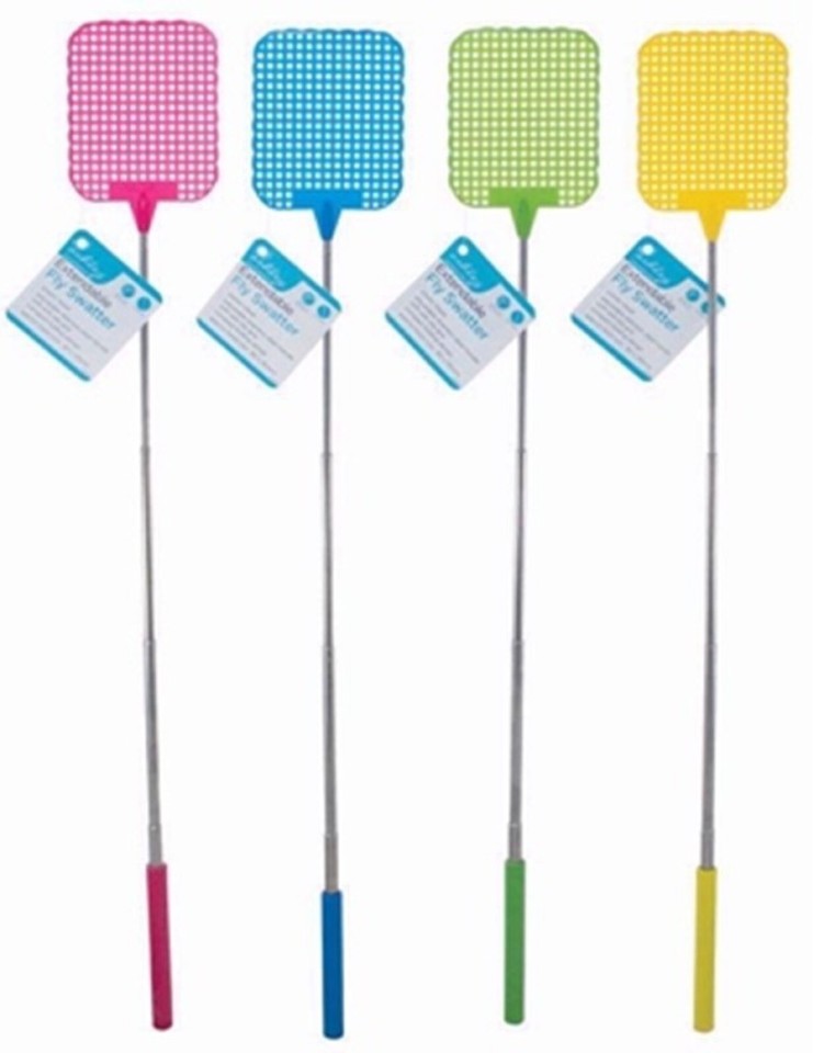 SET OF 2 EXTENDABLE TELESCOPIC FLY SWATTER -INSECT SWAT-FLIES MOSQUITO ...