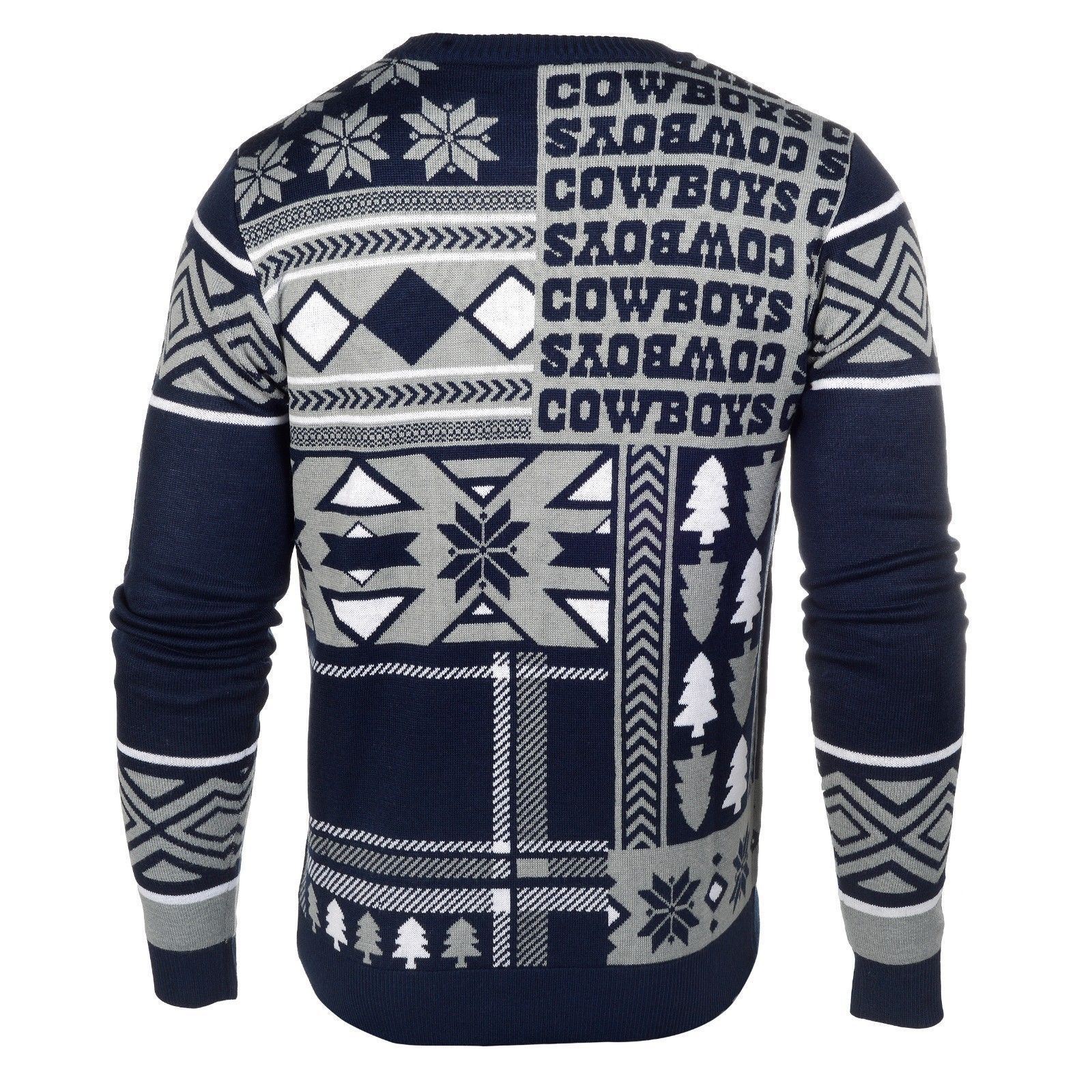 NFL UGLY SWEATER Crew Neck Patches Team Logo Sweatshirts Officially ...