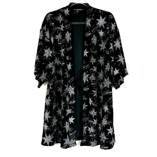 Victoria's Secret Black Glitter Star Velour Polyester Blend Robe XS/S ...
