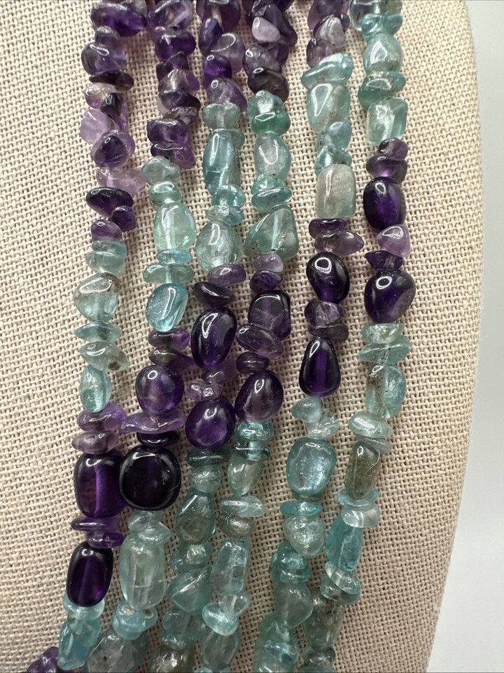Jay King 6 Strand Madagascar Neon Apatite & Amethyst 925 Waterfall ...