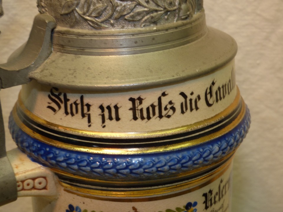 Antique GERZ Military Cavalry REGIMENTAL Beer STEIN Imperial German 5th ...