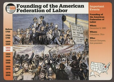 Founding of American Federation of Labor Story of America History Card ...