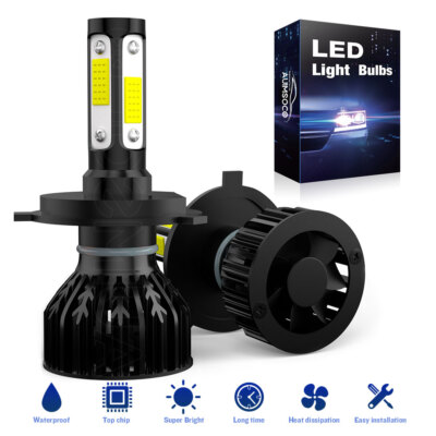 4-Sides Combo White 6000K LED Headlight Kit Bulbs High + Low Beam 2pcs ...