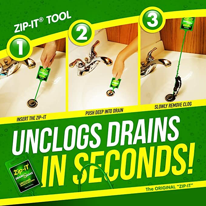BARBED PLASTIC DRAIN STICK HAIR CLOG REMOVER, ZIP IT DRAIN CLEANER 5 PK ...