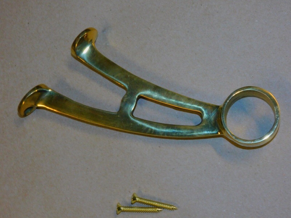 Bar Tavern Rail Curved Bracket Solid Brass for 1 1/2" Round Bar Rail ...