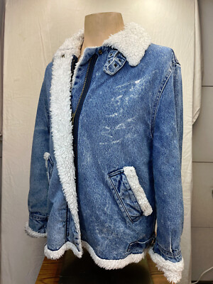 Vintage Andy Johns Acid Wash Denim Sherpa Lined Jacket Small Pockets | eBay