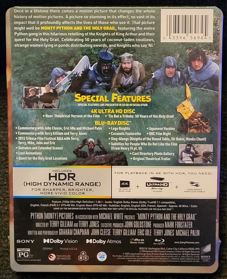 Monty Python and the Holy Grail 50th Anniversary 4K Ultra HD SteelBook ...