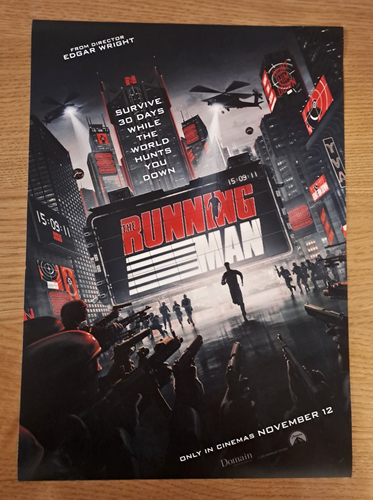 The Running Man 2025 - A3 Genuine Cineworld Poster - Action Movie Print ...