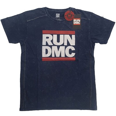 RUN DMC T Shirt Band Logo new Official Mens Navy Blue Snow Wash | eBay