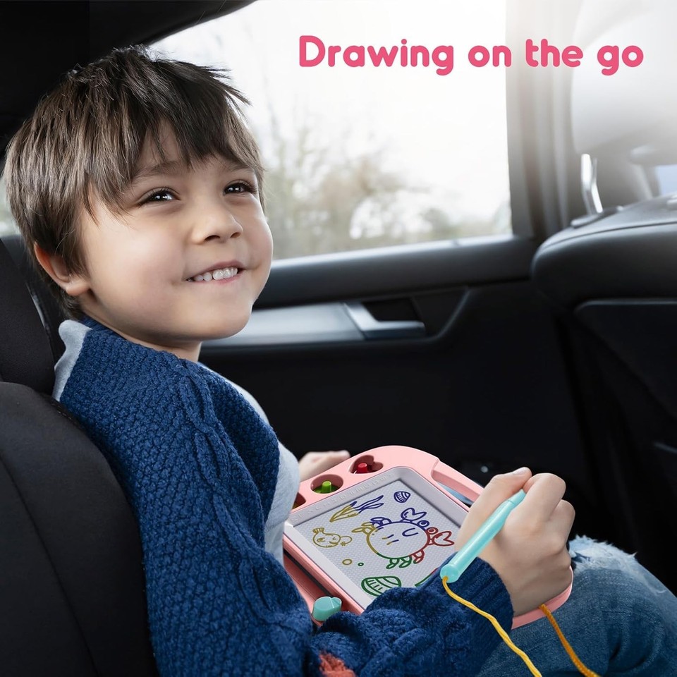 Safe and Fun Etch & Sketch Pad for Kids, Pink Magnetic Drawing Board ...