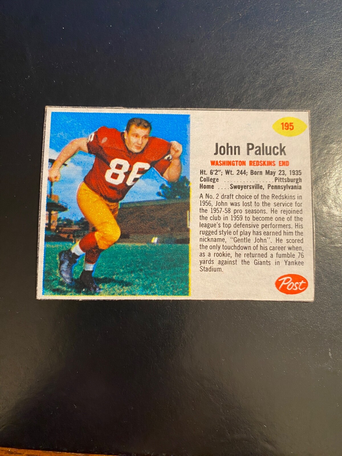 1962 POST CEREAL FOOTBALL #195 JOHN PALUCK!! $1 SHIPPING!! | eBay