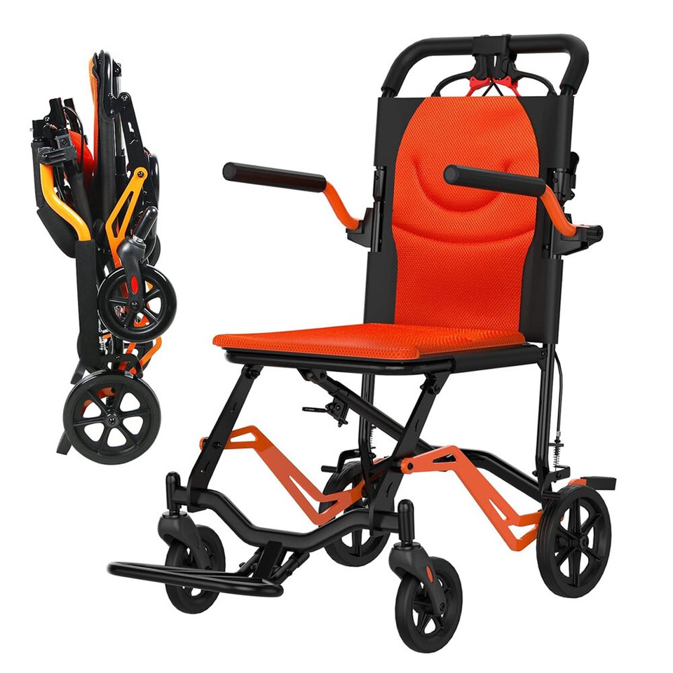 Lightweight Folding Transport Chair Foldable WheelChair 220Lb Capacity ...