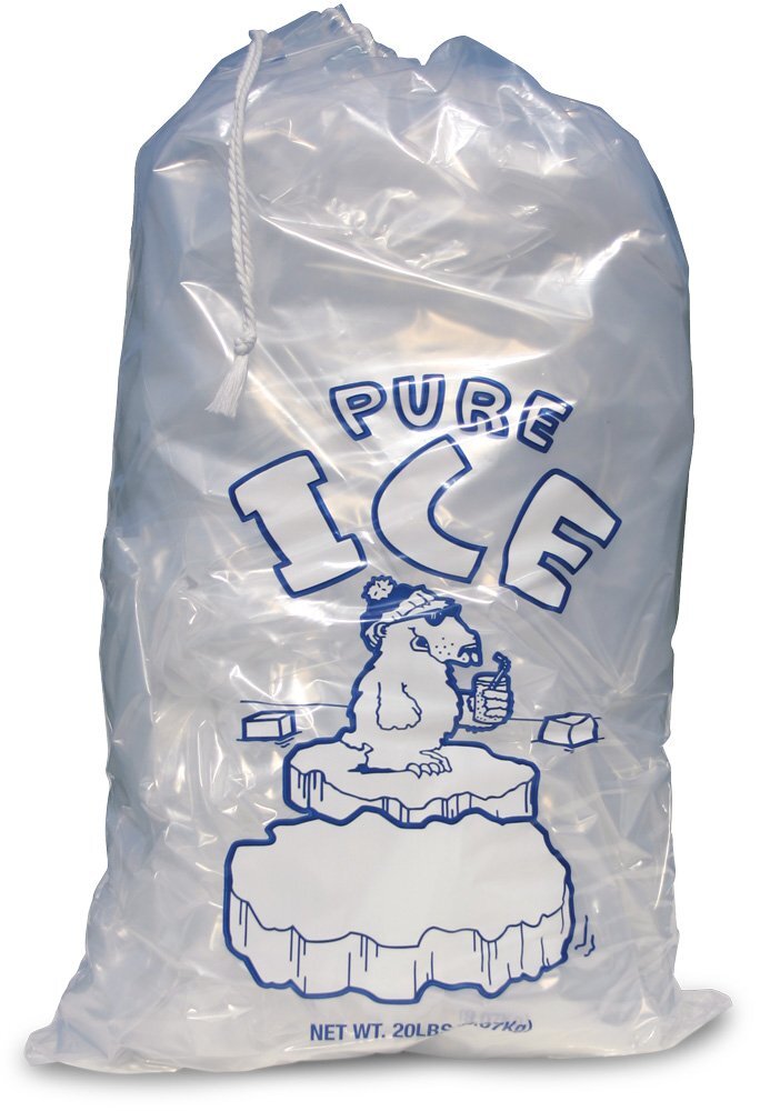 20 ea. 20lb Clear Ice Bag with Drawstring | eBay