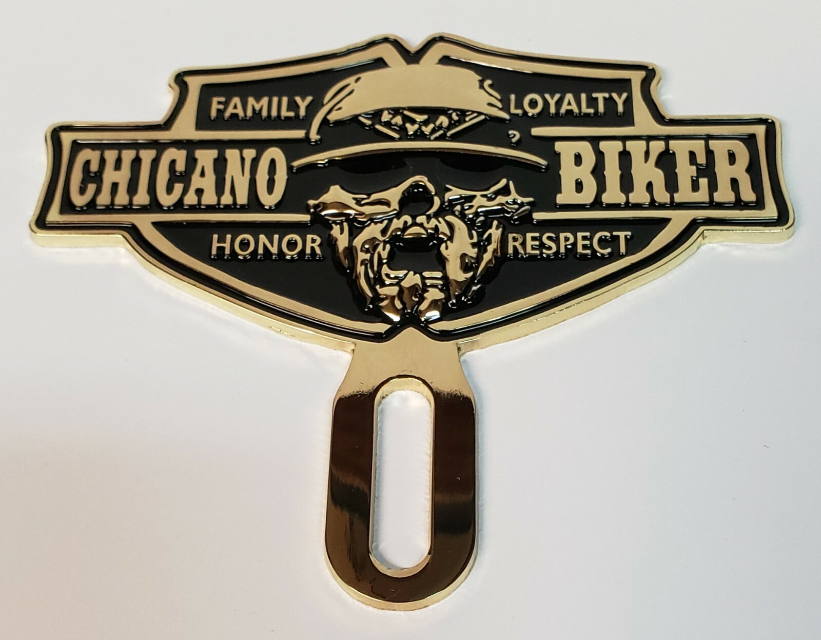 3D BRONZE CHROME CHICANO BIKER CHOLO LOWRIDER LICENSE PLATE TOPPER | eBay
