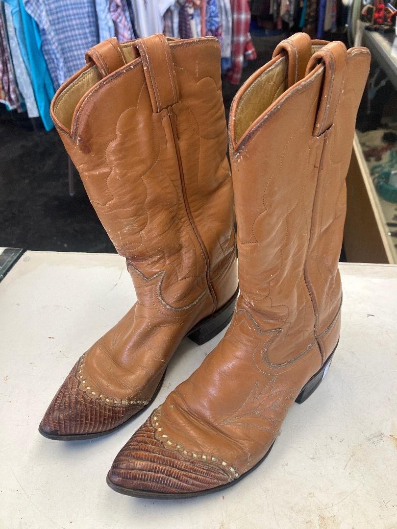 Tony Lama 7070 Brown Leather Lizard Wingtip Cowboy Western Boots Women ...