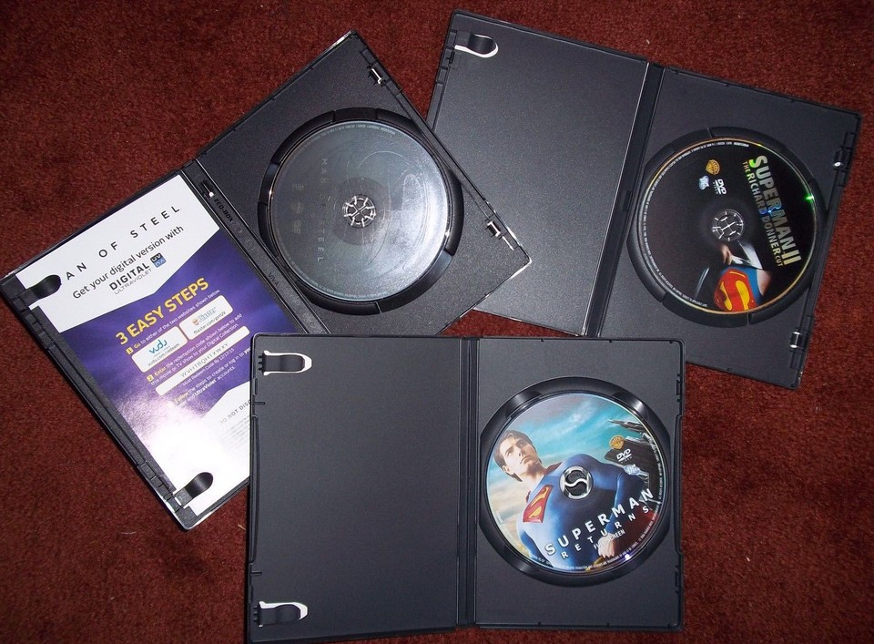 Lot of 3 Superman dvds Man of Steel Superman Returns Superman II ...