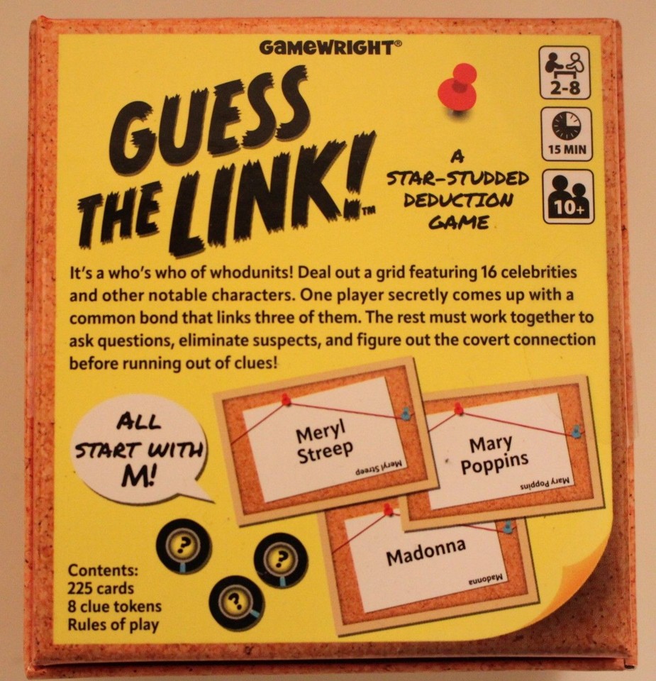 Gamewright Guess The Link Board Game Family Party 2-8 Players Ages 10 ...