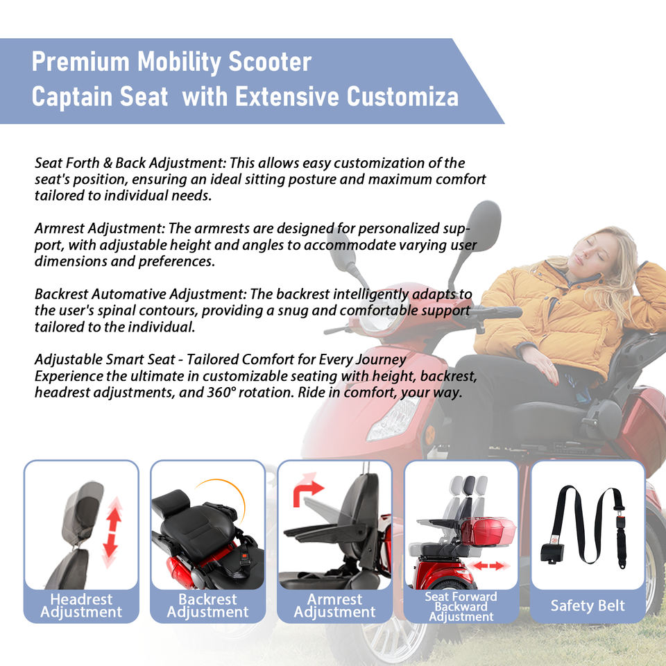 Four-Wheel Travel Mobility Scooter 800W 60V20AH Battery Motor for ...