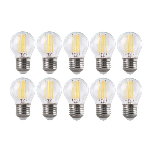 10 x LED Filament Fancy Round E27 4W 3000k Warm White 450 Lm Glass Bulb ...