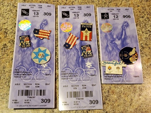 Rare 3 Ticket Stubs And Hat Pins 2002 Winter Olympics Salt Lake City ...