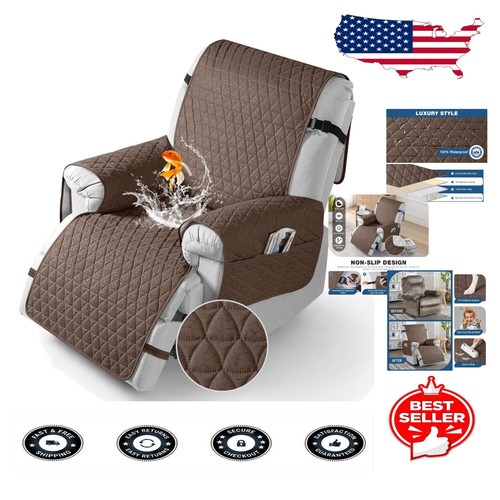 Luxurious Waterproof Recliner Cover - Non-Slip with Straps, Geometric ...