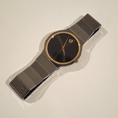 Vintage Men's Movado Sapphire Tungsten Carbide Watch Black Dial RARE | eBay