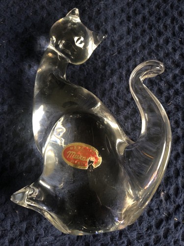 Beautiful Vintage Murano Clear Glass Cat With Sticker | eBay