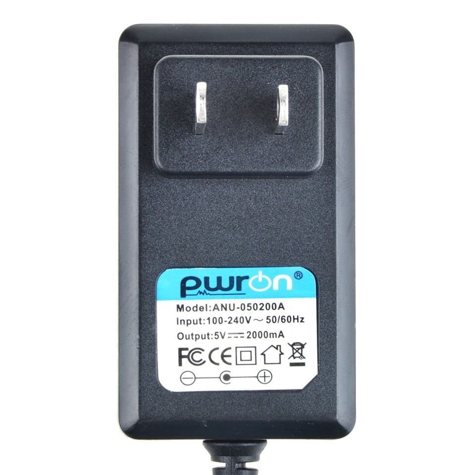 PwrON 5V 5 Volt 2A Mains AC-DC Adapter Power Supply Charger to USB Mini ...