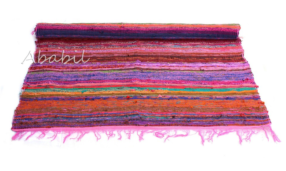 Hand woven Rag Rug Chindi Rug Floor Mat Cotton Recycled Rug Boho Floor ...