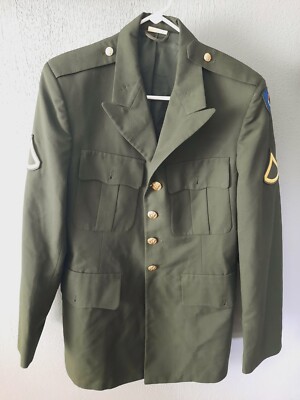 US Army Dress Green Uniform Coat Jacket Men's 40L With Patches - DSCP ...