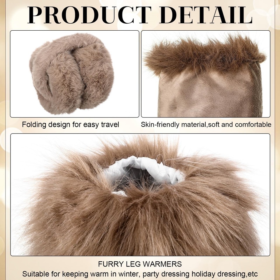 3 Pcs Faux Fur Leg Warmers Set Women Winter Fuzzy Ear Muffs Fluffy ...