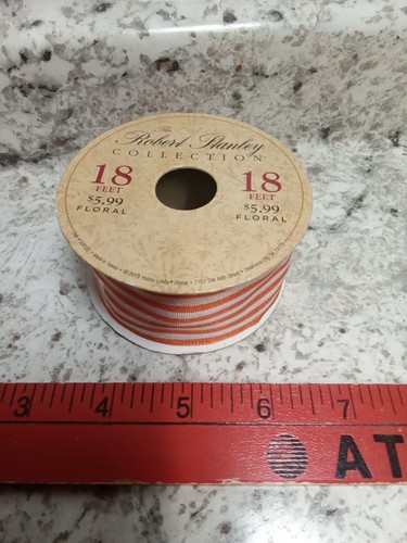 Robert Stanley Collection Orange Striped Floral Ribbon 18ft | eBay