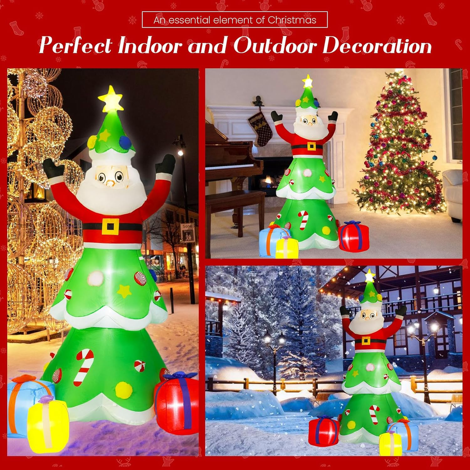 8-Foot Christmas Tree Outdoor Yard Inflatable Decoration with Christmas ...